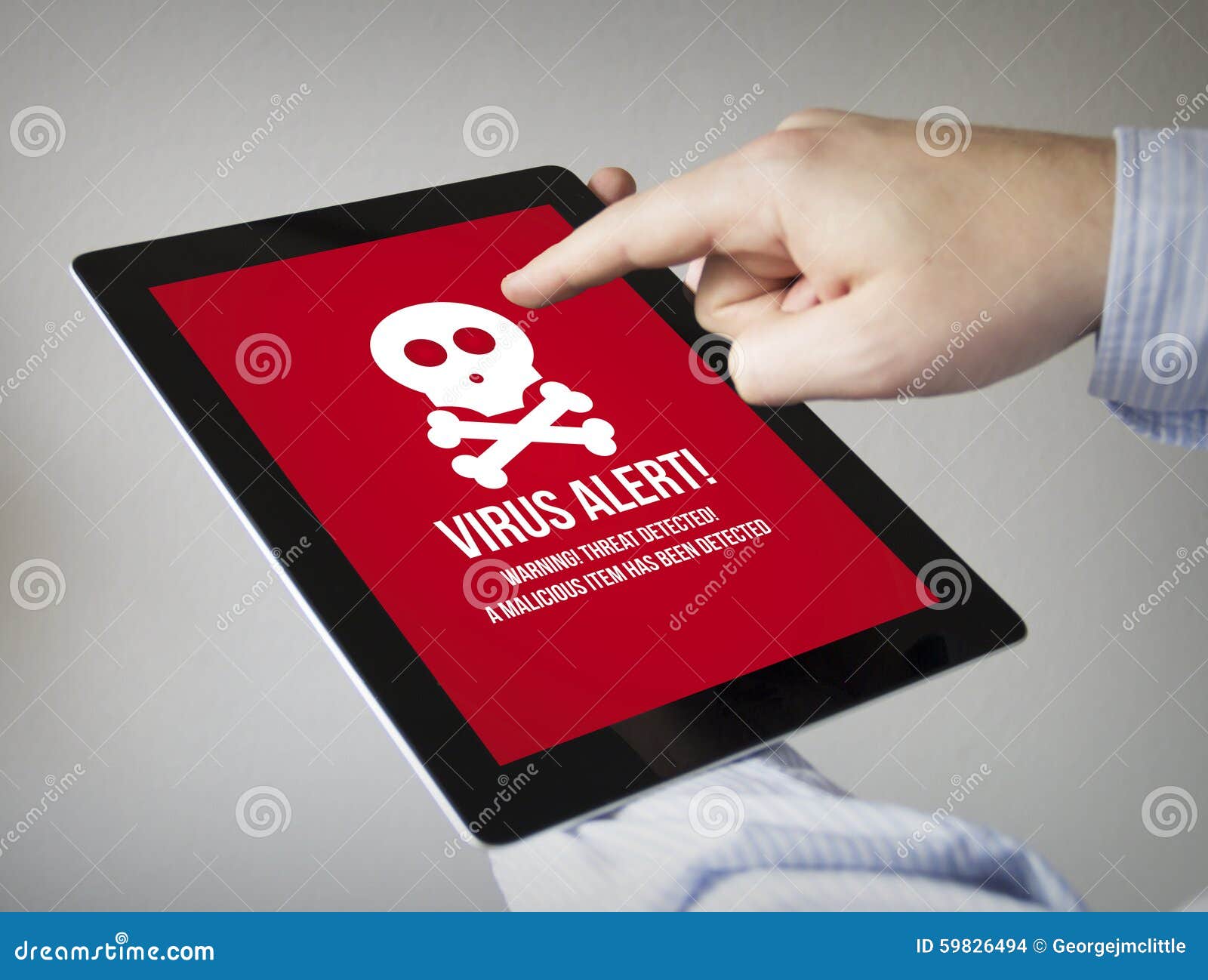 Virus on a tablet stock photo. Image of secure, data - 59826494