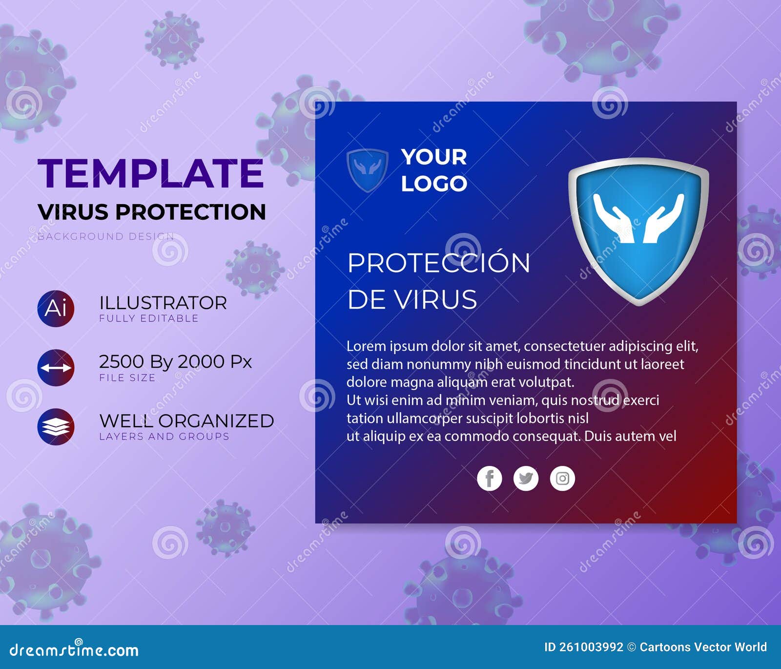 Virus Banner, Germs Protection Poster Template, Global Virus Spread and ...