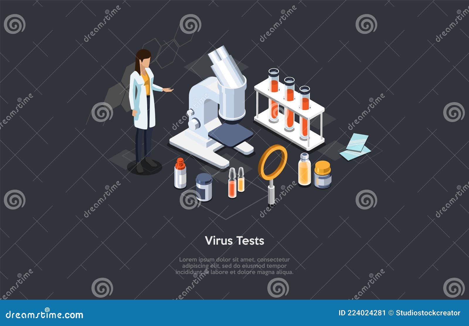 Microbiology Laboratory Isometric Poster Cartoon Vector | CartoonDealer ...