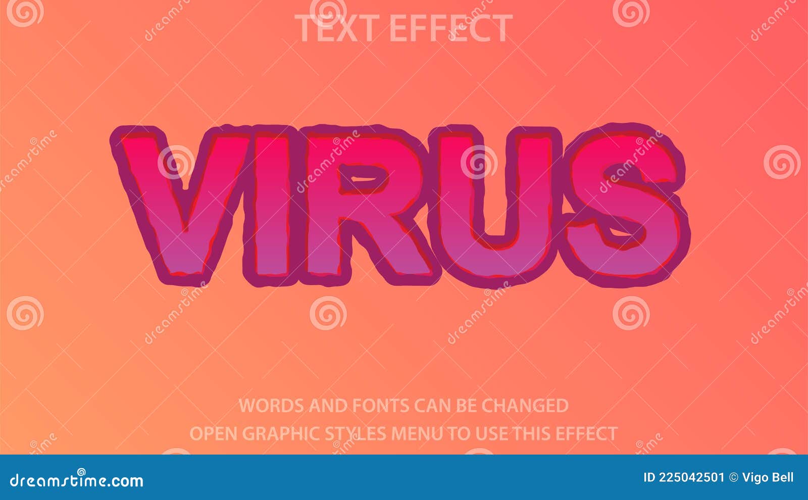 Virus Text Effect Template. Editable Stock Vector - Illustration of ...
