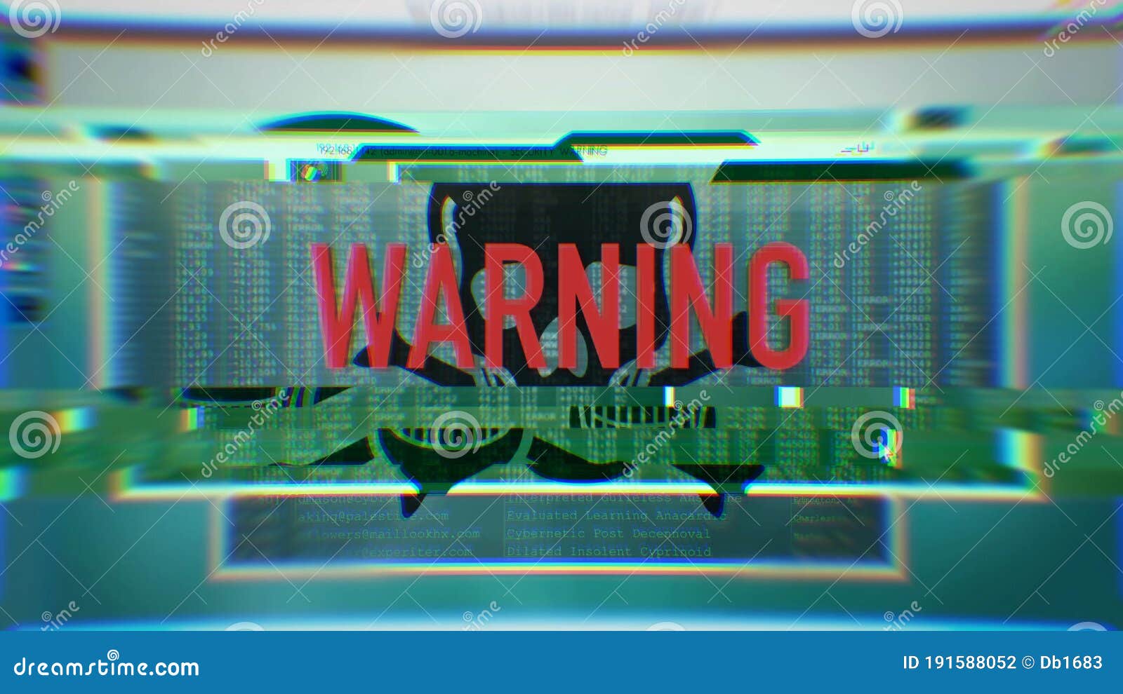 Virus Took Over Computer. Skull - Warning. Desktop Screen. Stock Photo ...