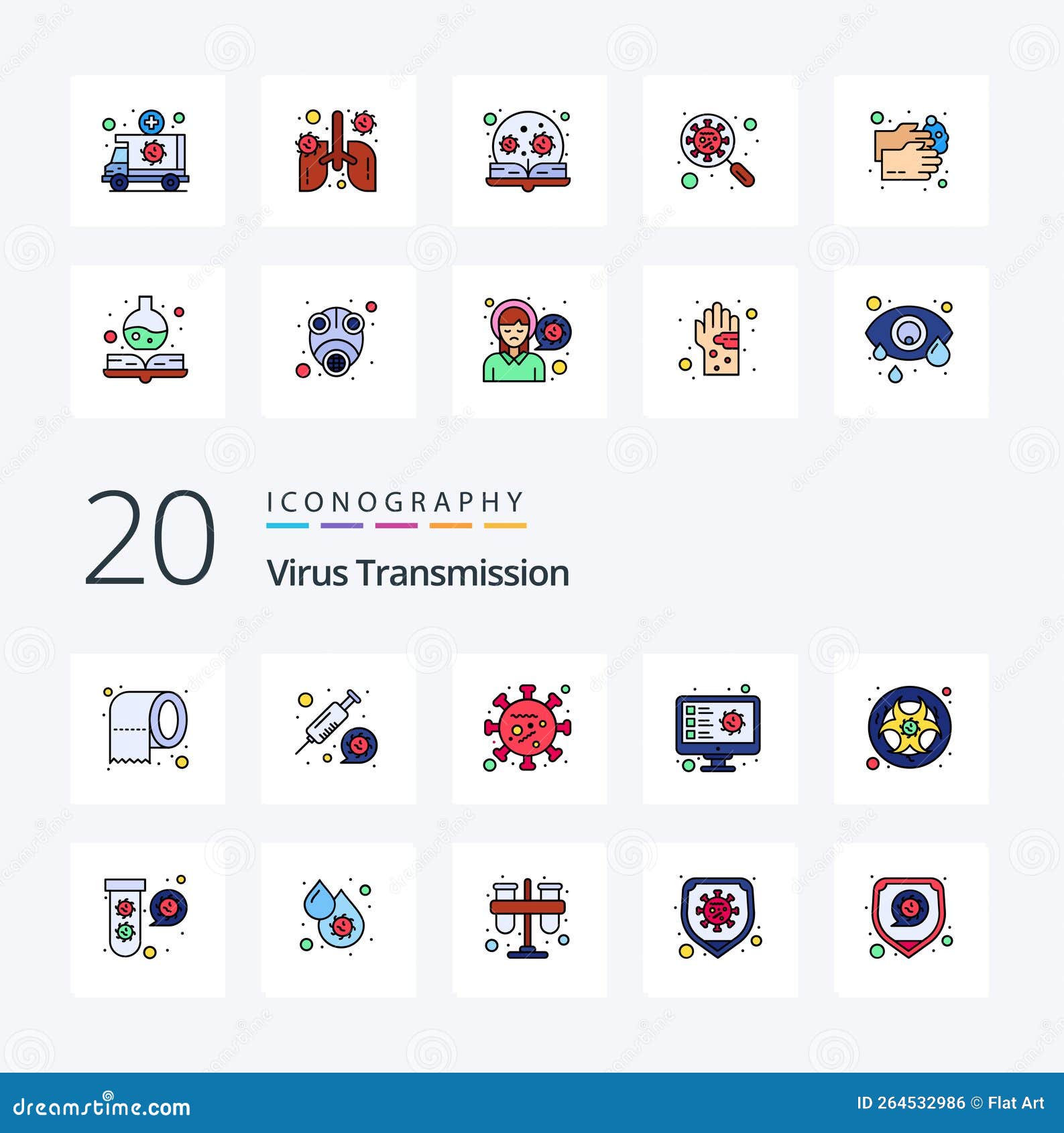 20 Virus Transmission Line Filled Color Icon Pack Like Hazard Virus ...