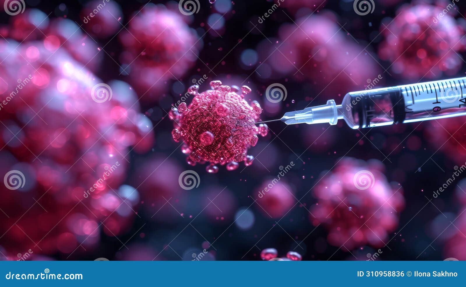 Virus Treatment Concept. the Syringe Sticks into Damaged Cells Stock ...