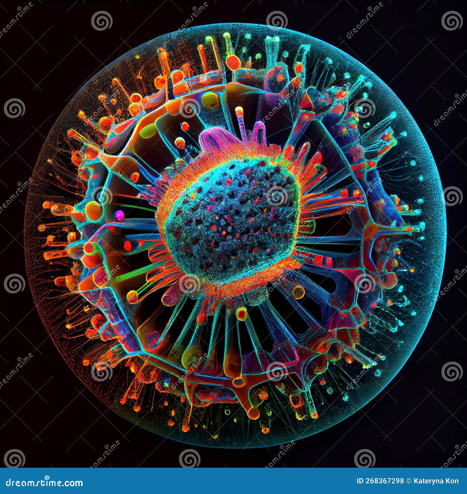 Virus Under Microscope, Generative Ai Stock Photo - Image of microscope ...