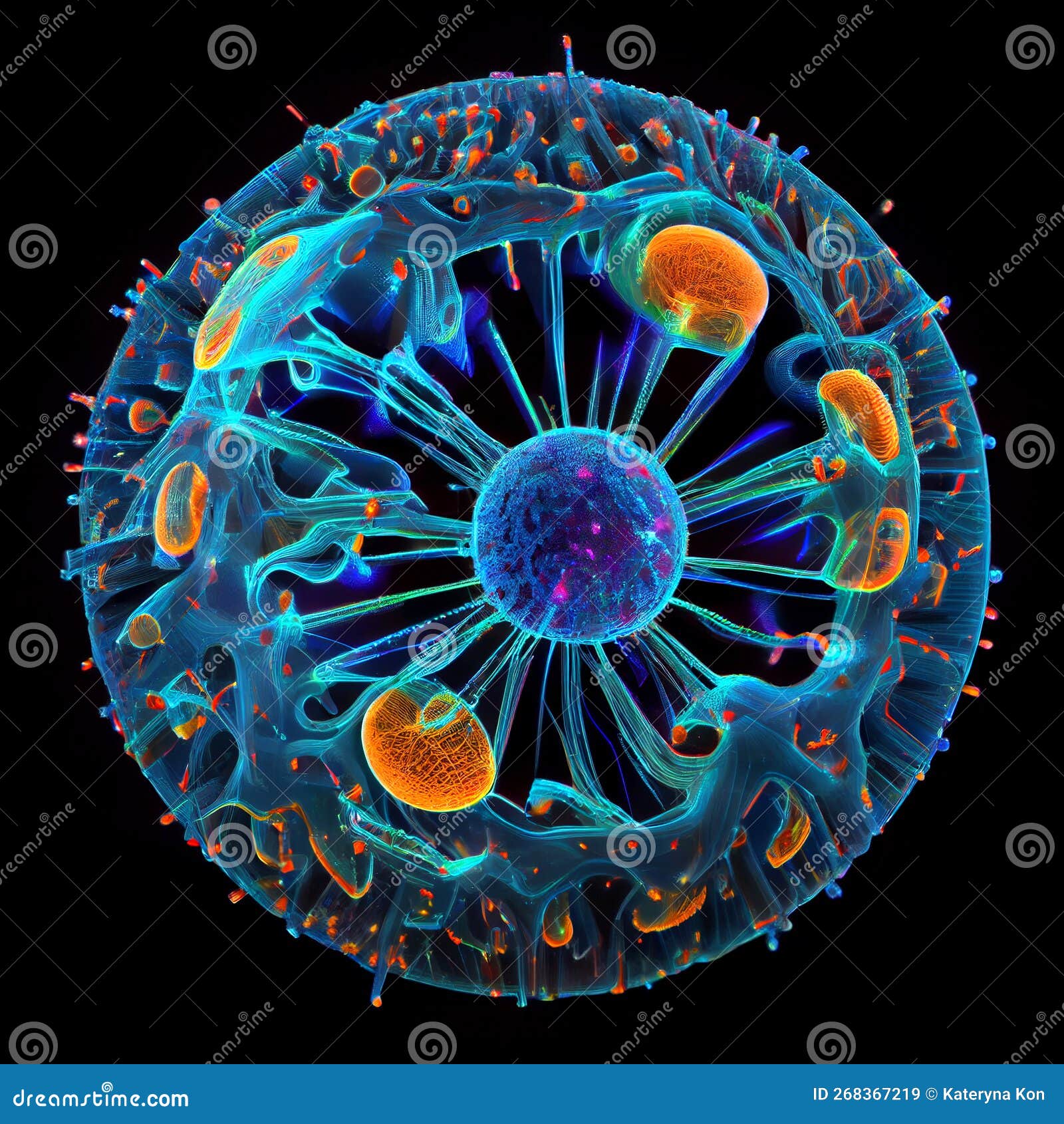 Virus Under Microscope, Generative Ai Stock Image - Image of blue ...