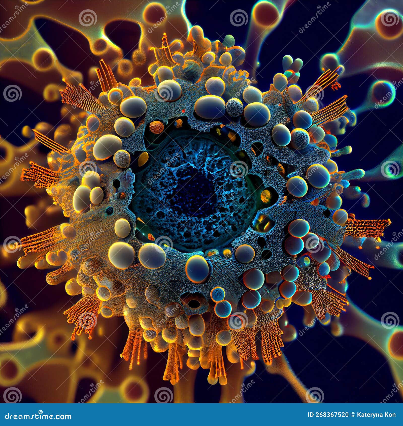 Virus Under Microscope, Generative Ai Stock Illustration - Illustration ...