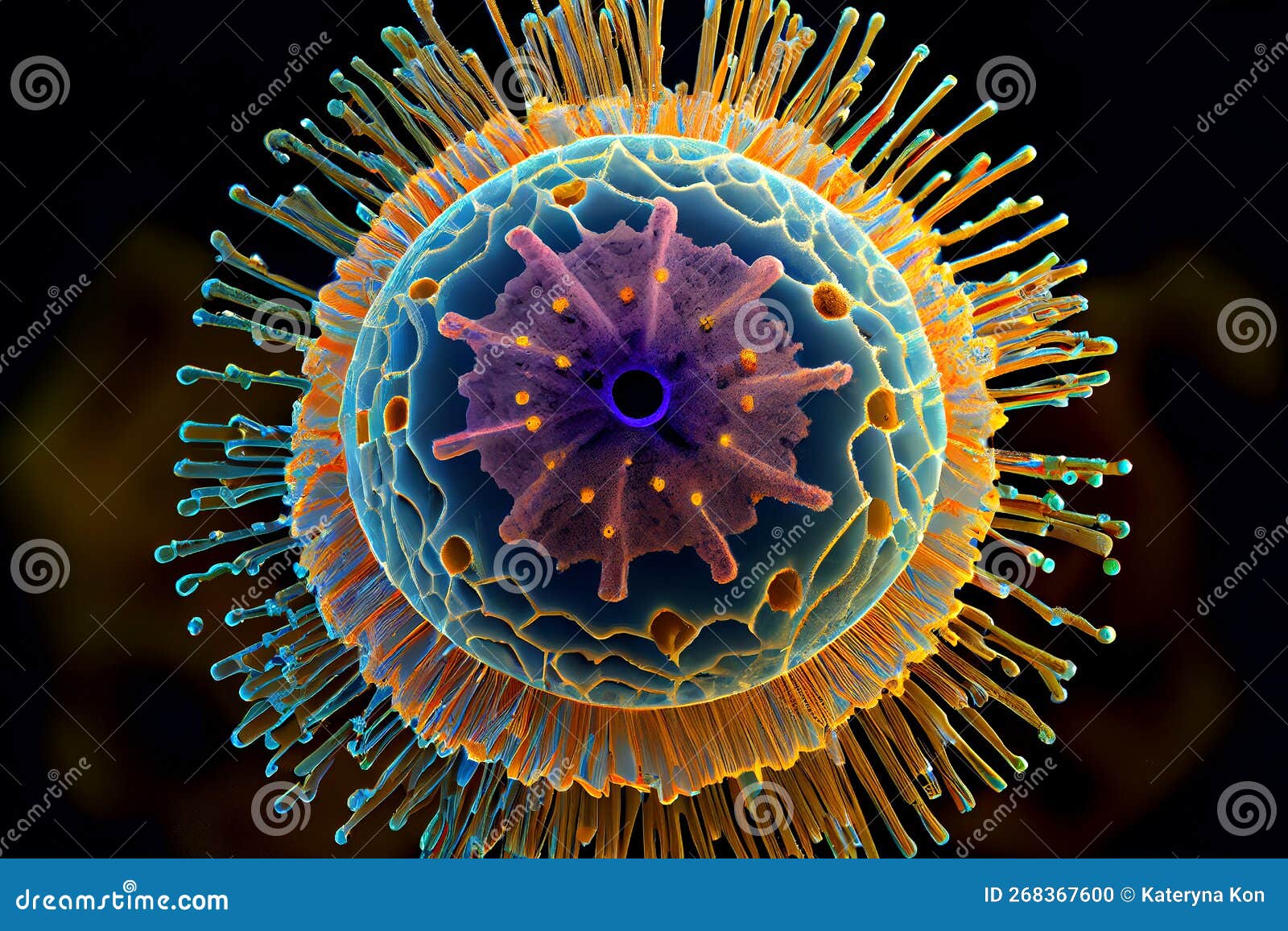 Virus Under Microscope, Generative Ai Stock Illustration - Illustration ...