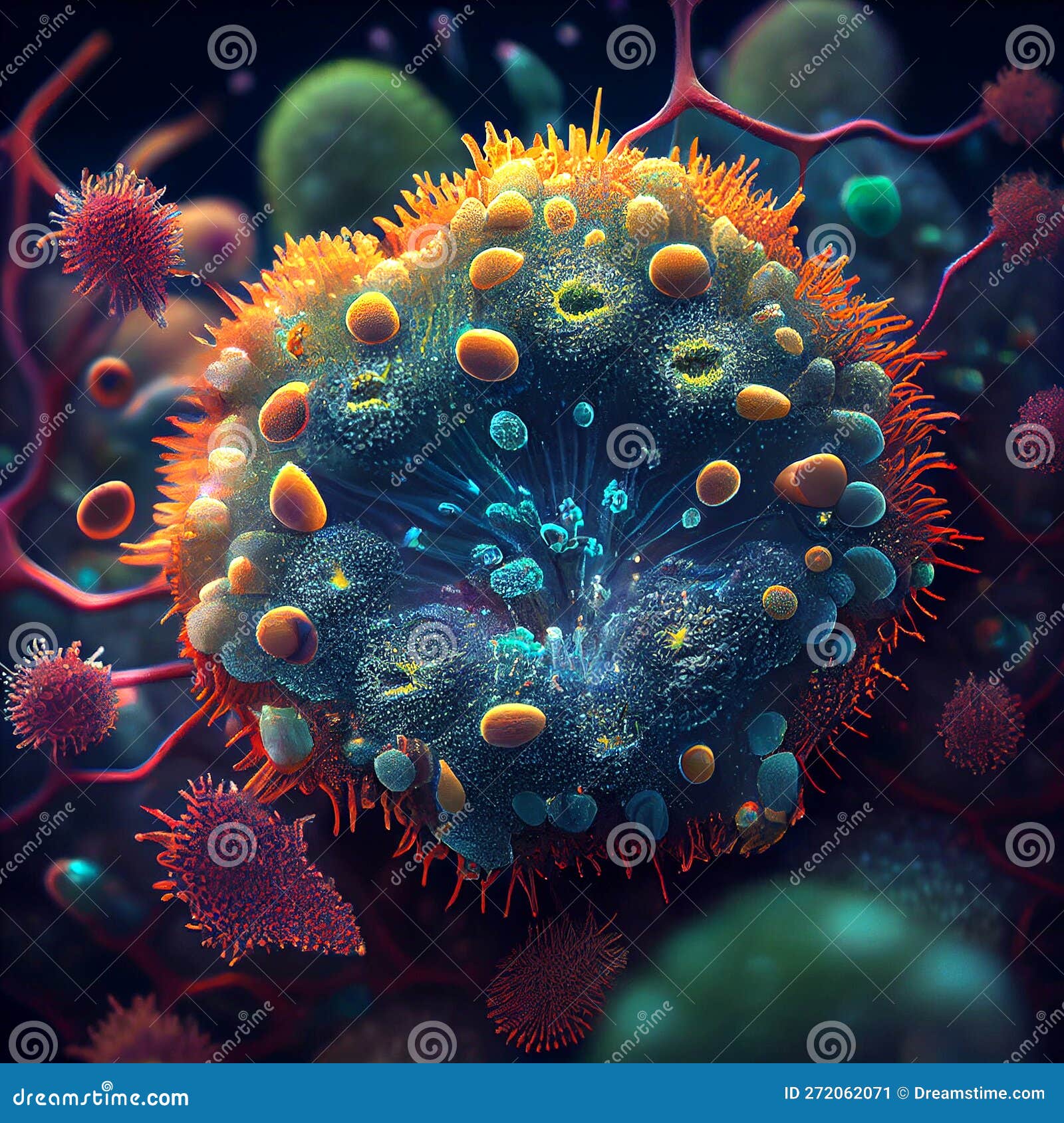 Virus Under Microscope, Generative Ai Stock Image - Image of molecular ...