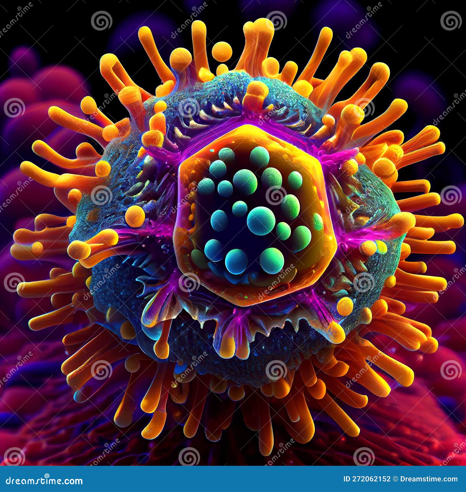 Virus Under Microscope, Generative Ai Stock Photo - Image of blue ...