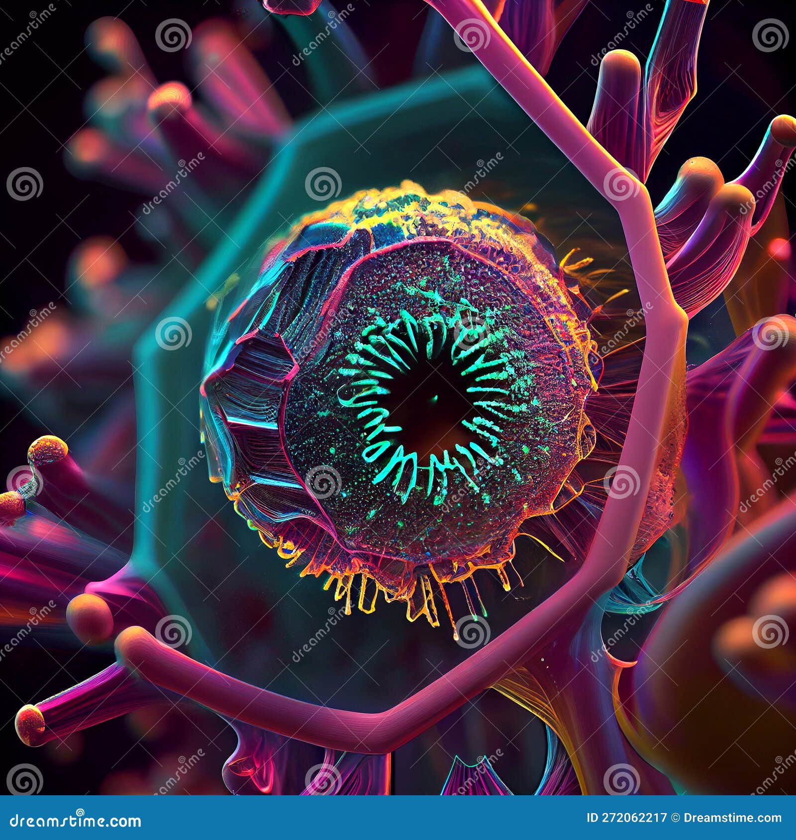 Virus Under Microscope, Generative Ai Stock Illustration - Illustration ...