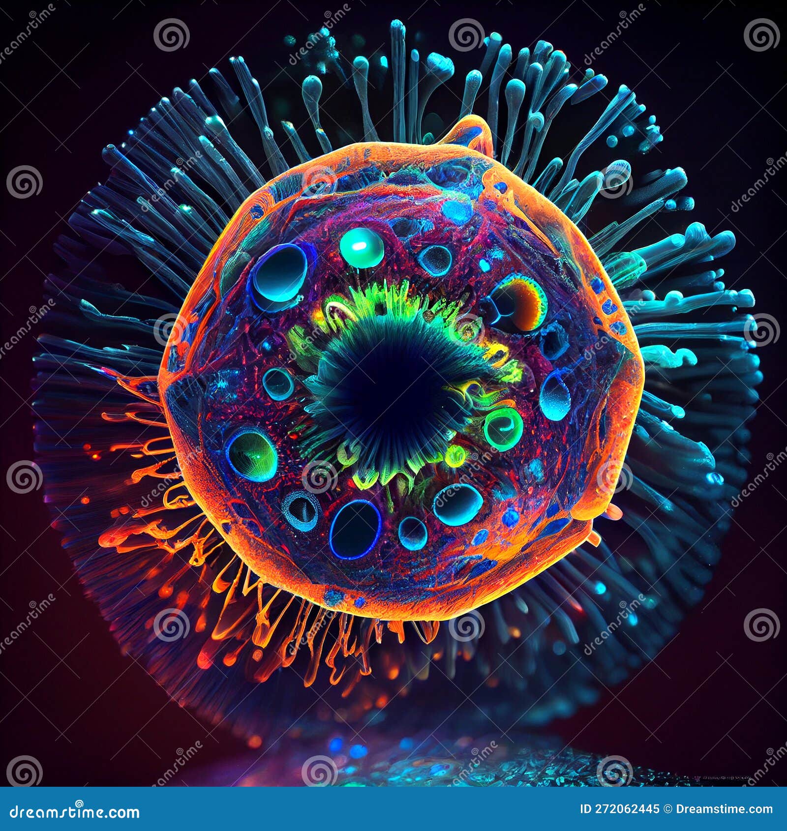 Virus Under Microscope, Generative Ai Stock Illustration - Illustration ...