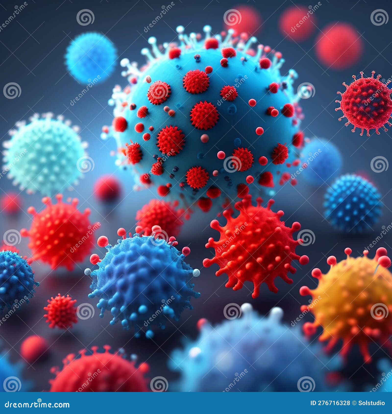 Virus under a microscope stock illustration. Illustration of biology ...