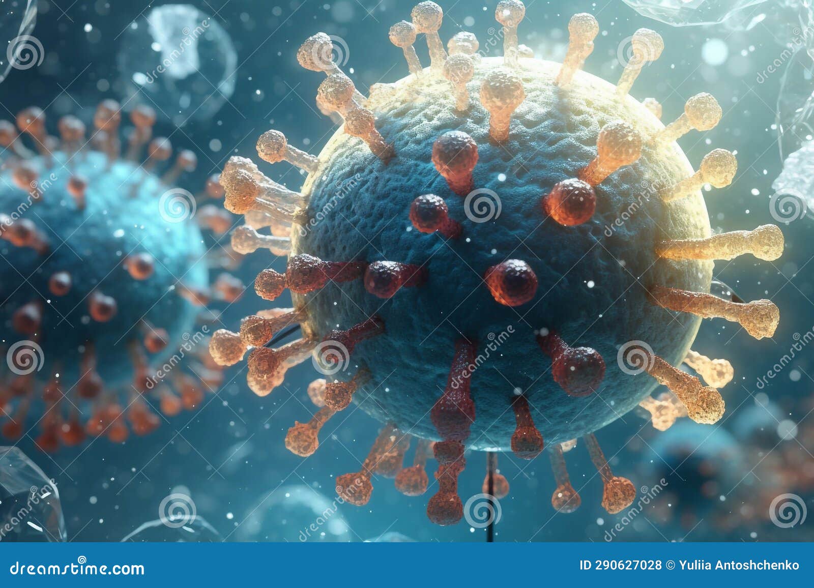 A Virus Under a Microscope. Viral Infection Stock Illustration ...
