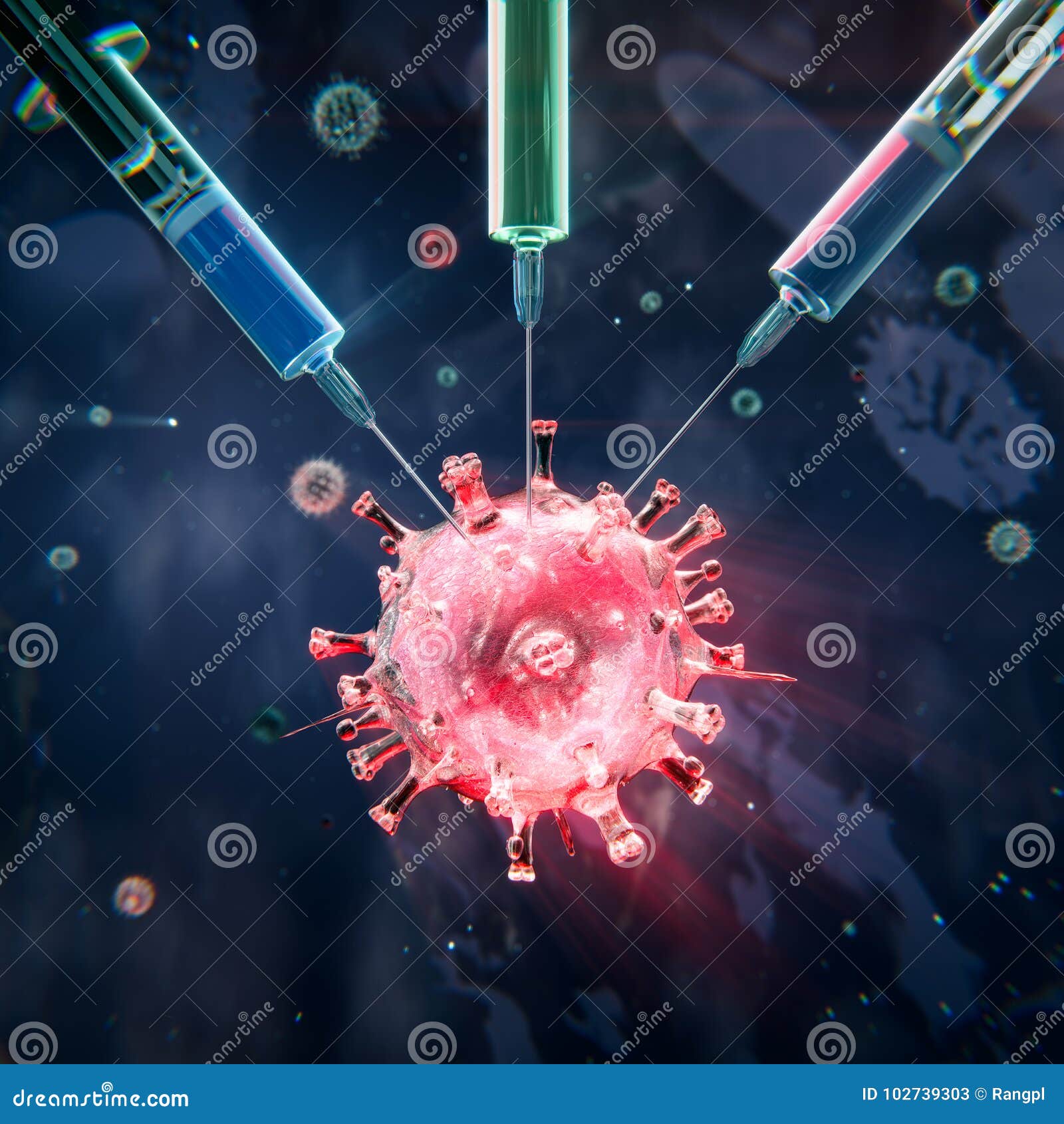 Virus Vaccine Engineering Syringes Stock Illustration - Illustration of ...