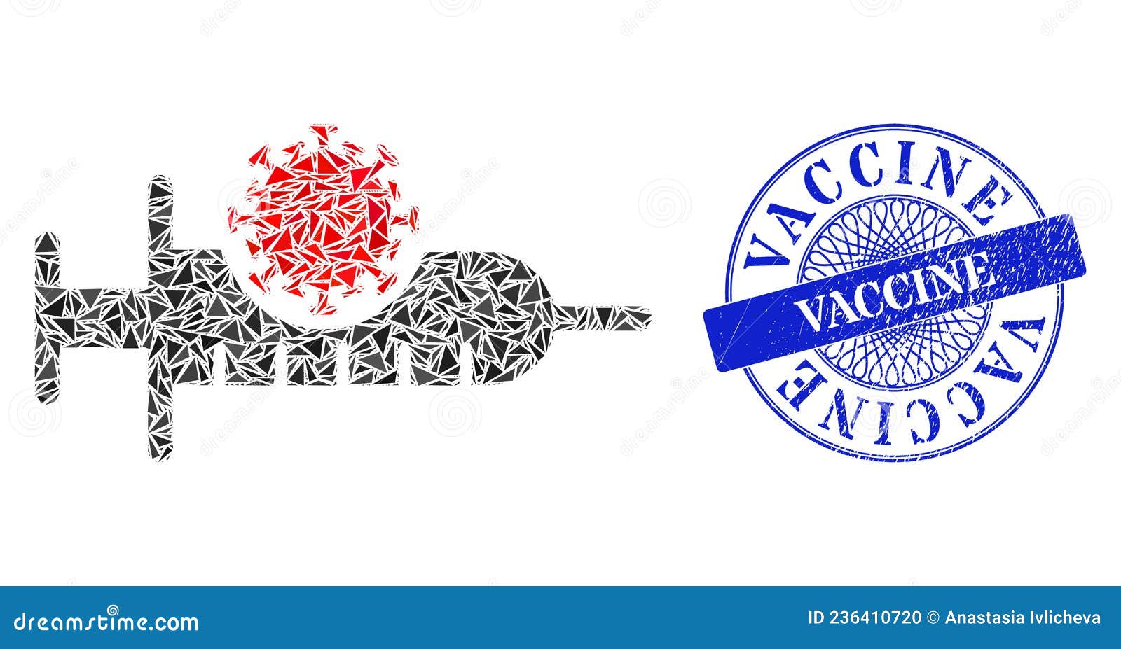 Rubber Vaccine Badge and Triangle Virus Vaccine Mosaic Stock Vector ...