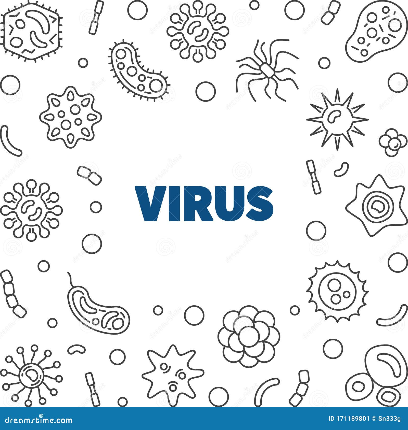 Virus Vector Concept Frame Made with Viruses Outline Icons Stock Vector ...