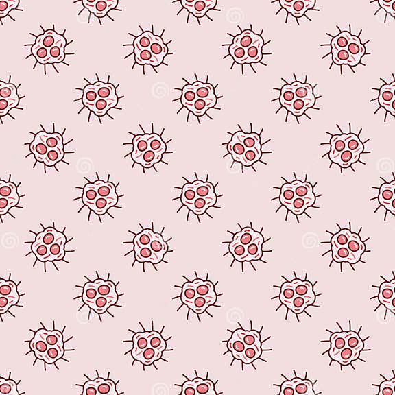 Virus Vector Parasite Concept Thin Line Creative Red Seamless Pattern ...