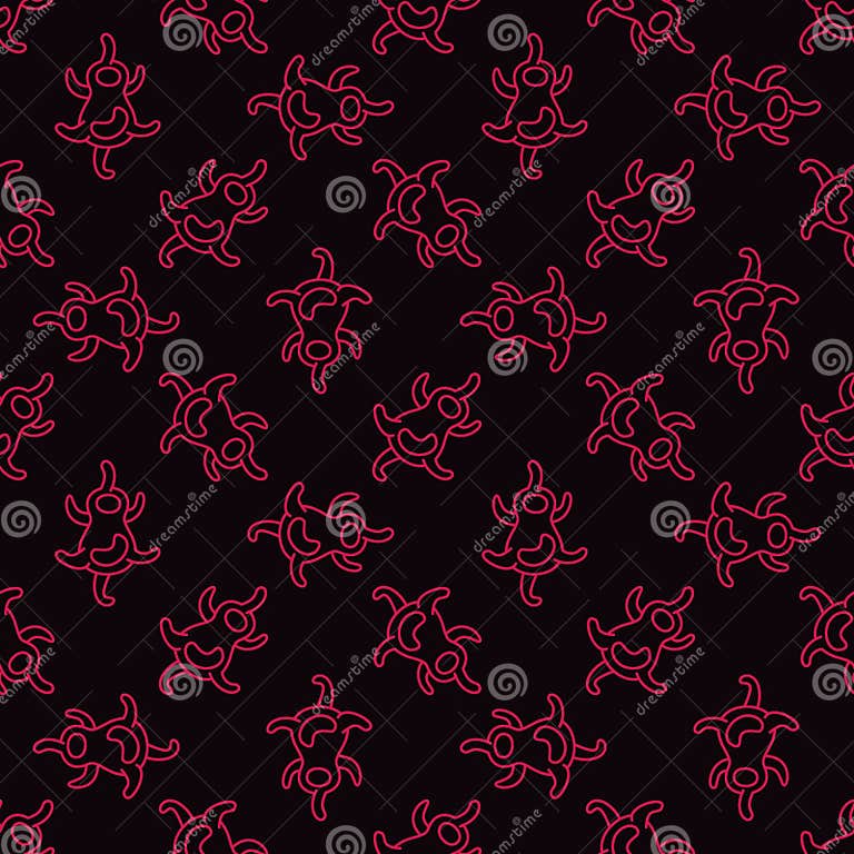 Virus Vector Science and Biology Concept Line Dark Seamless Pattern ...