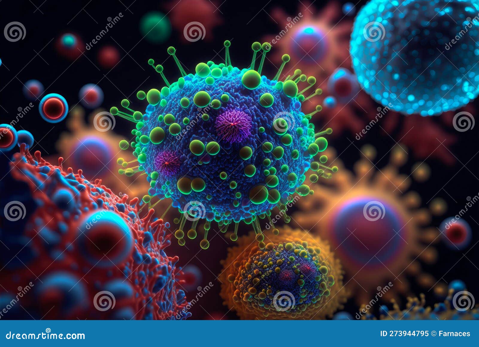 Virus, Flu, View Of A Virus Under A Microscope, Infectious Disease ...
