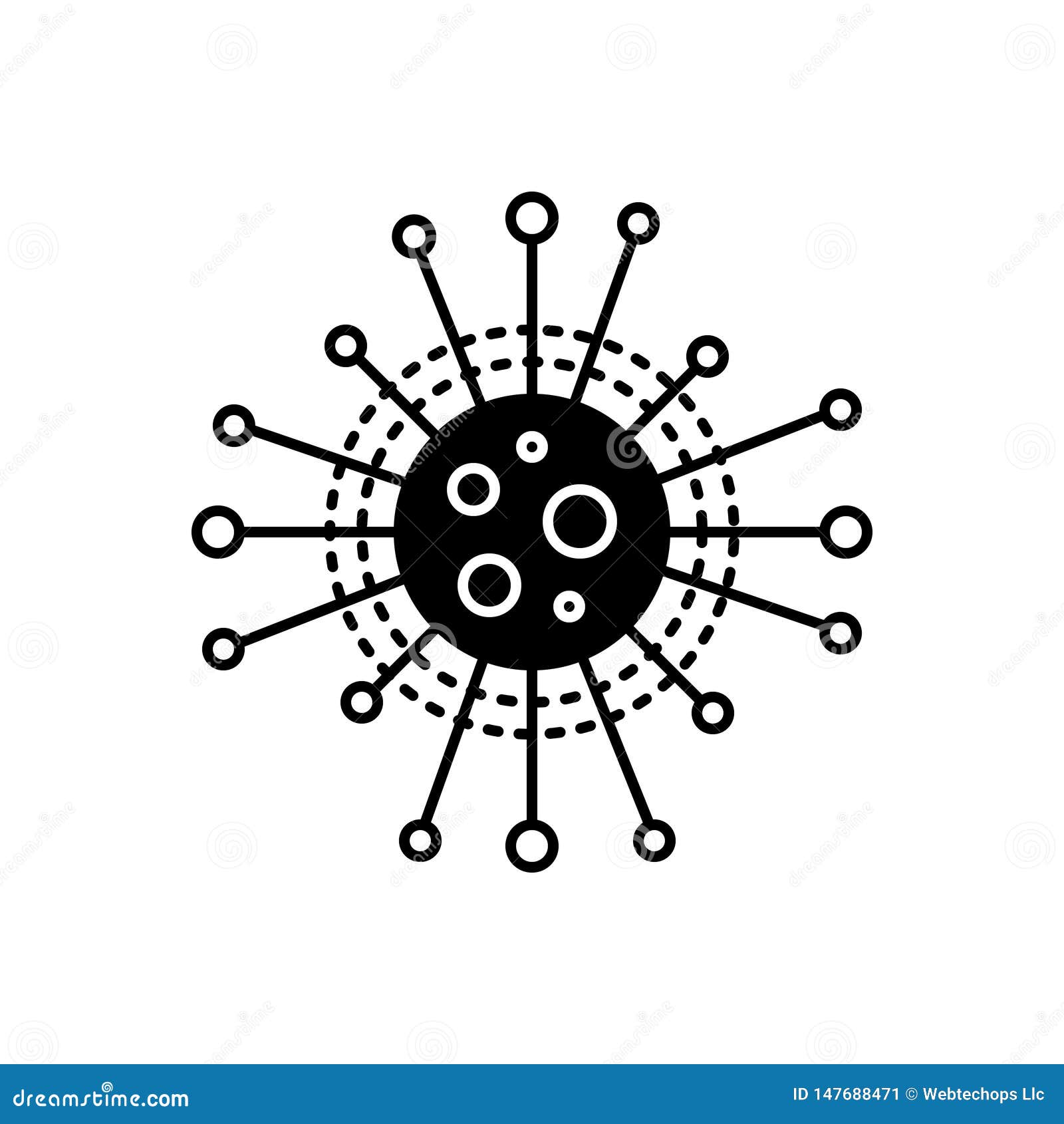 Black Solid Icon for Virus, Bacteria and Germs Stock Vector ...