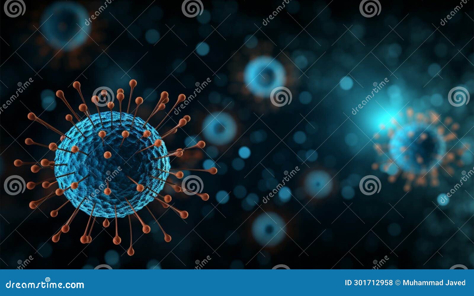 3D Visualization Of The Coronavirus. Pathogens, And Dna Strand Shown As ...