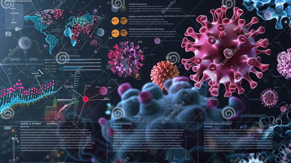 Virus Visualization with World Map and Data Stock Photo - Image of ...