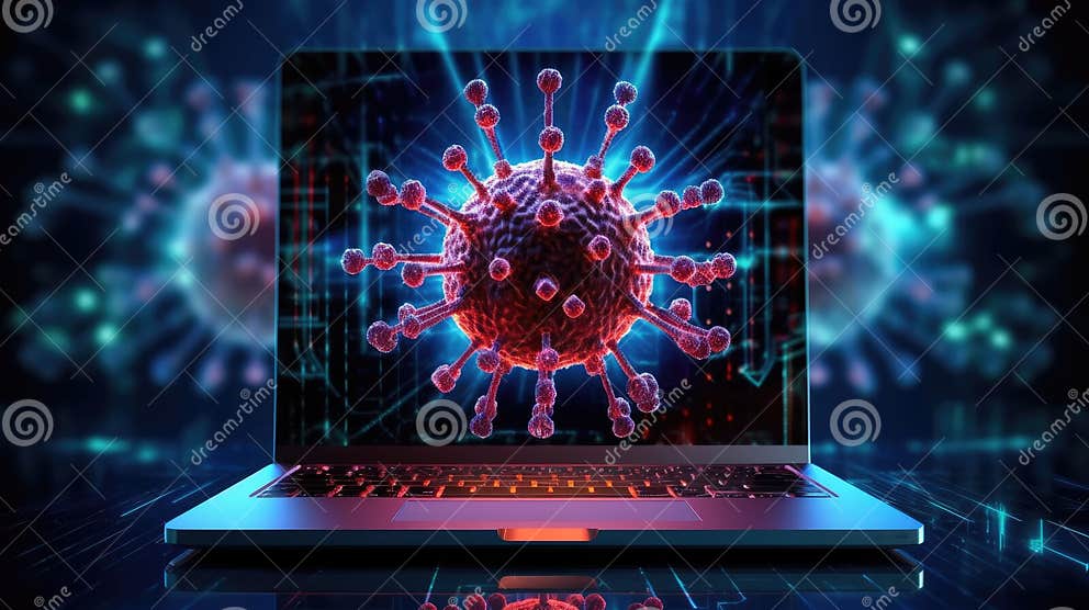 Virus Warning Alert on Computer Screen Detecte. Generative AI Stock ...