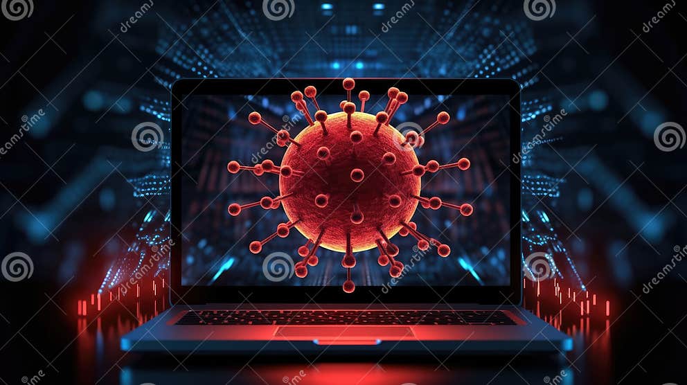 Virus Warning Alert on Computer Screen Detecte. Generative AI Stock ...