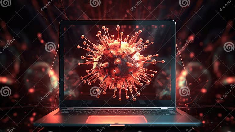 Virus Warning Alert on Computer Screen Detecte. Generative AI Stock ...
