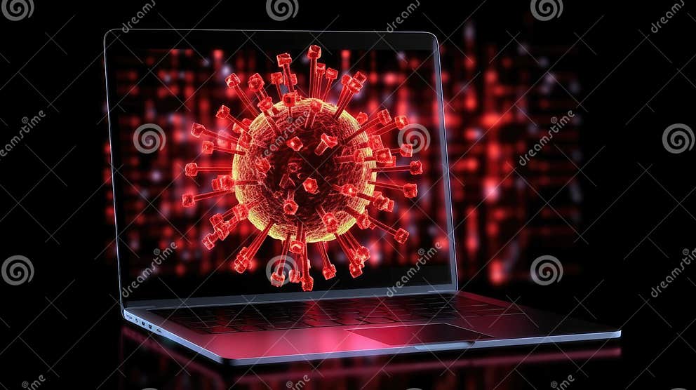 Virus Warning Alert on Computer Screen Detecte. Generative AI Stock ...