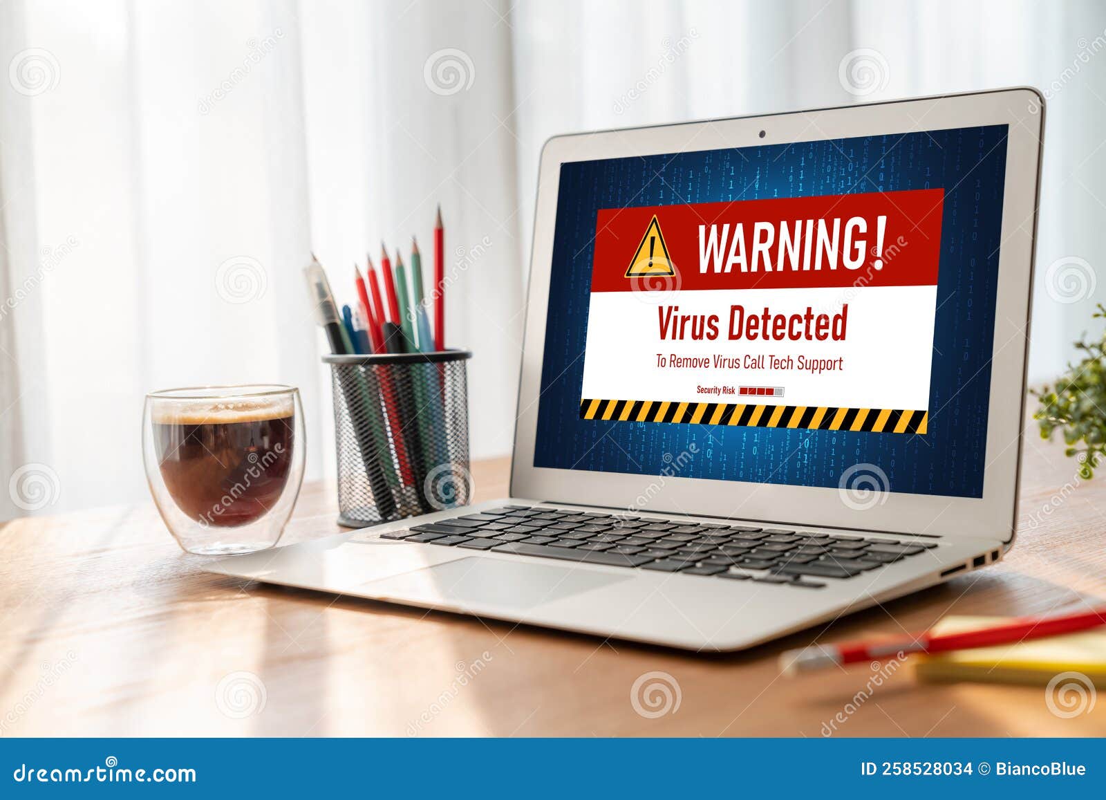 Virus Warning Alert on Computer Screen Detected Modish Cyber Threat ...