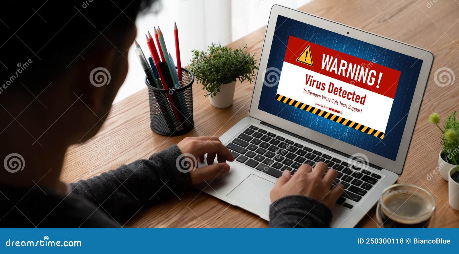 Virus Warning Alert on Computer Screen Detected Modish Cyber Threat ...