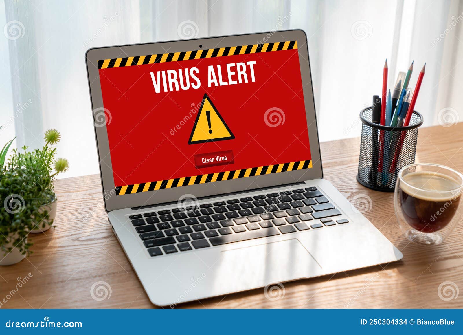 Virus Warning Alert on Computer Screen Detected Modish Cyber Threat ...