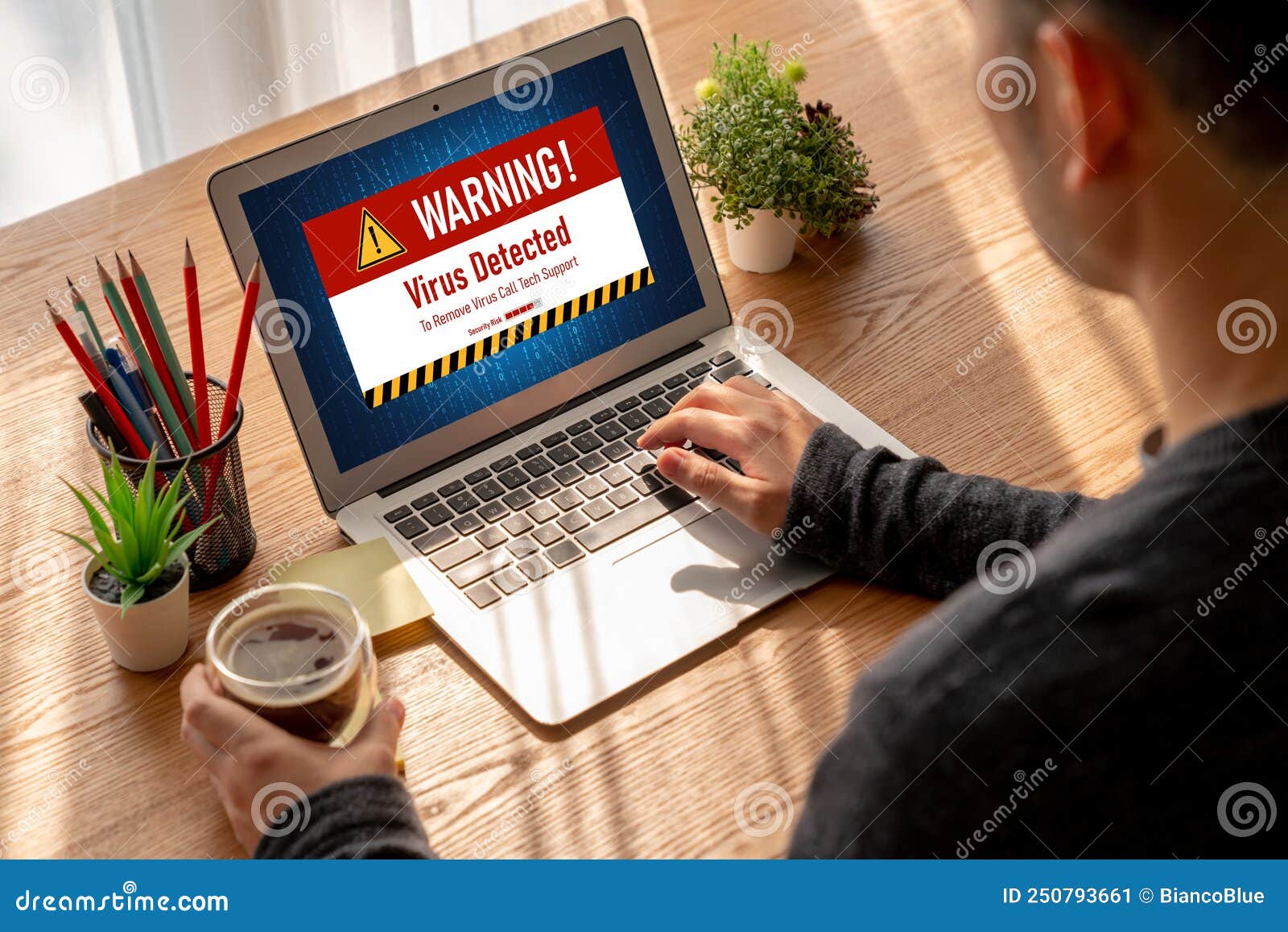 Virus Warning Alert on Computer Screen Detected Modish Cyber Threat ...