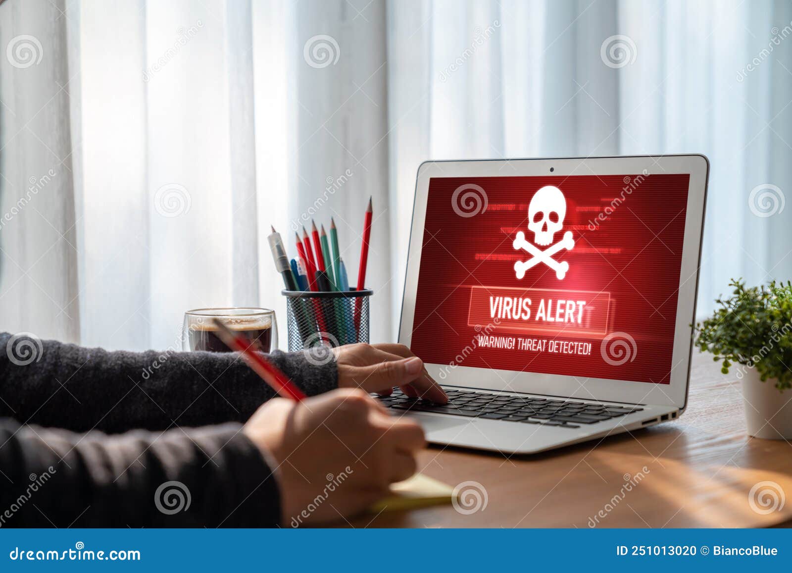 Virus Warning Alert on Computer Screen Detected Modish Cyber Threat ...