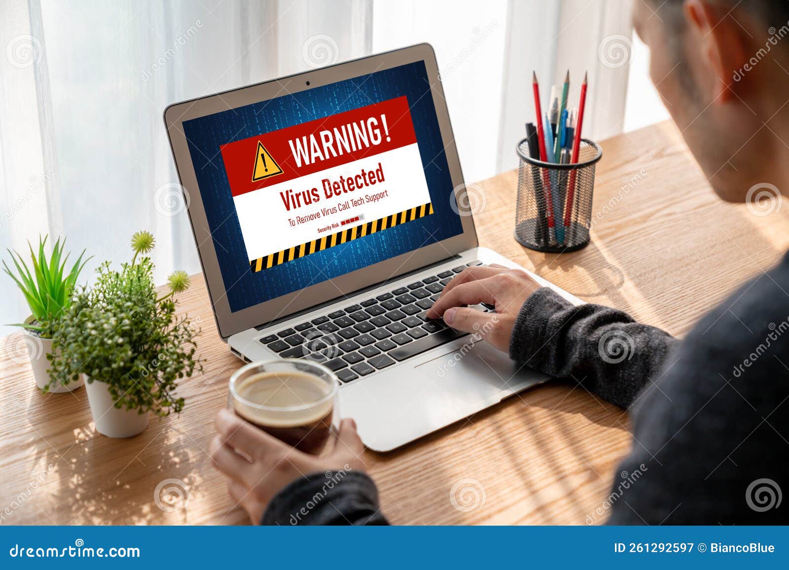 Virus Warning Alert on Computer Screen Detected Modish Cyber Threat ...