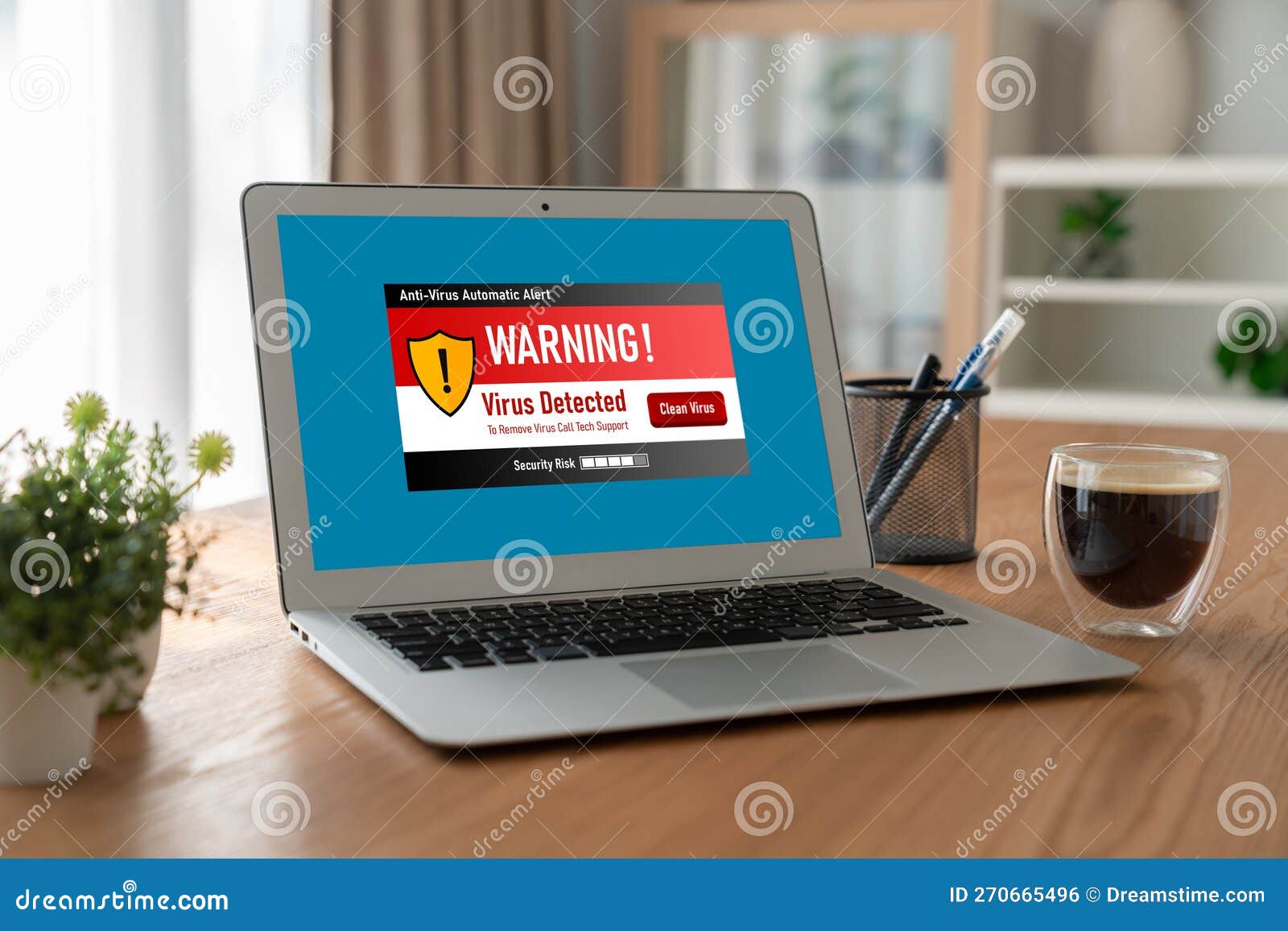 Virus Warning Alert on Computer Screen Detected Modish Cyber Threat ...