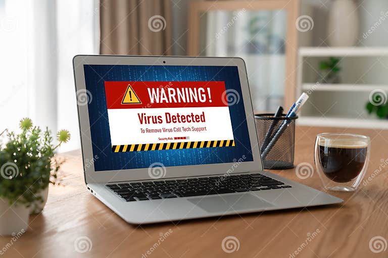 Virus Warning Alert on Computer Screen Detected Modish Cyber Threat ...