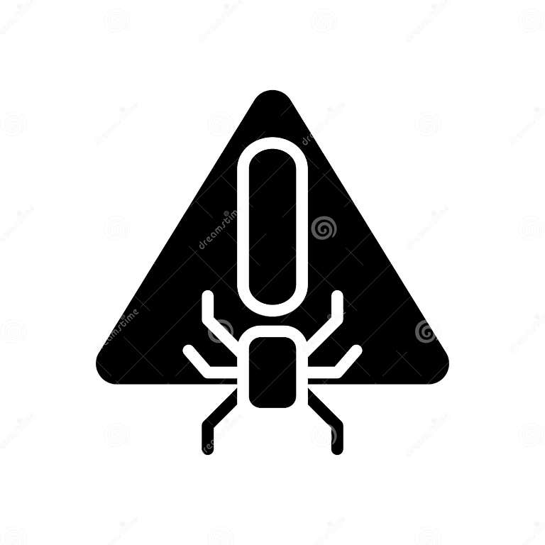 Virus Warning Black Glyph Icon Stock Vector - Illustration of pictogram ...