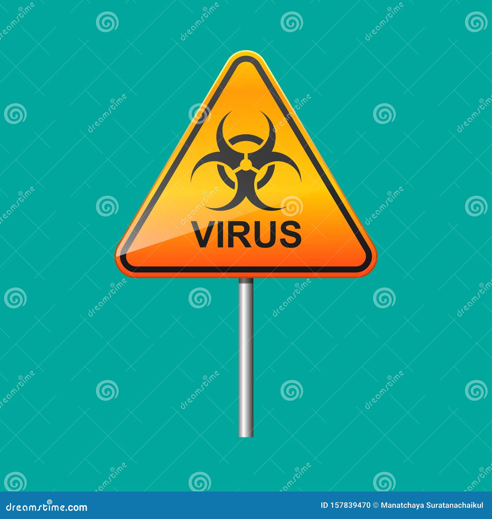 Virus warning sign. stock vector. Illustration of poison - 157839470