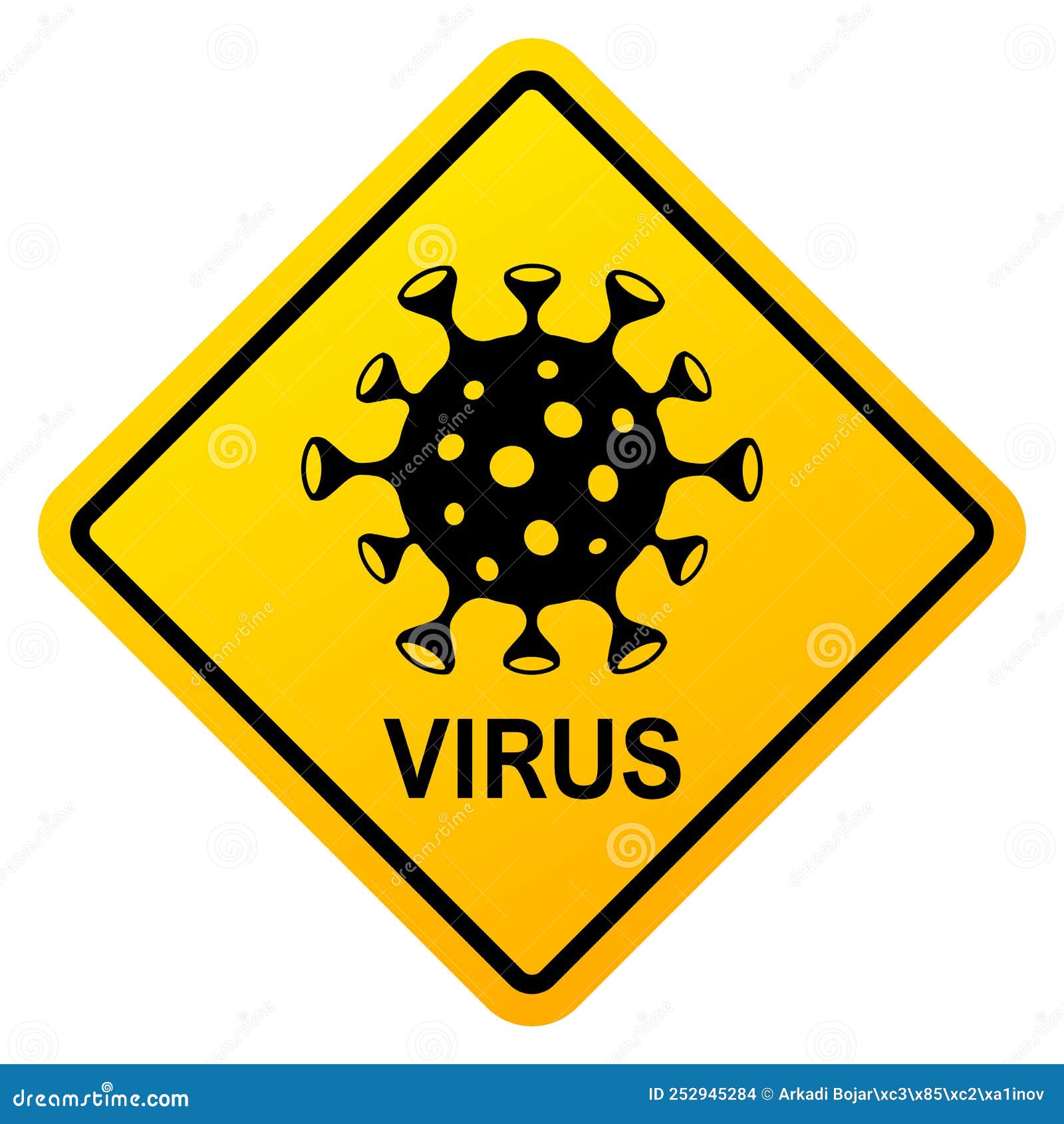 Virus warning sign stock vector. Illustration of danegers - 252945284