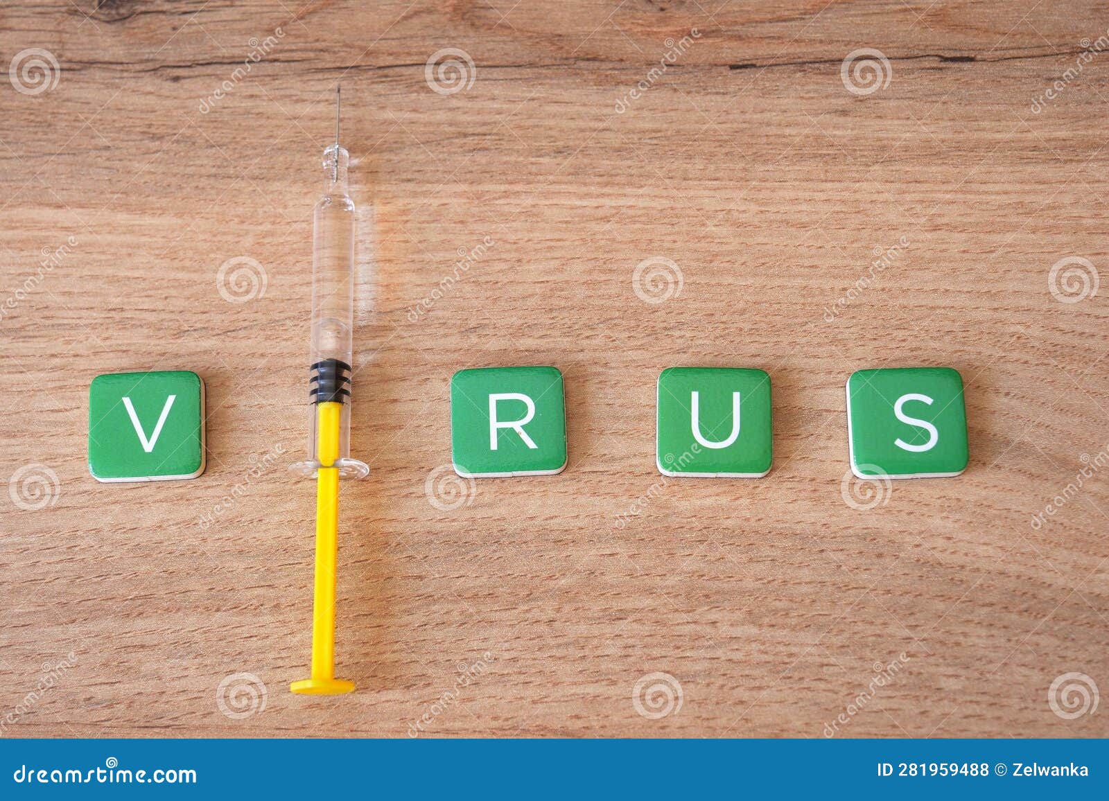 Virus Word with Syringe. Infectious Diseases Concept Stock Photo ...
