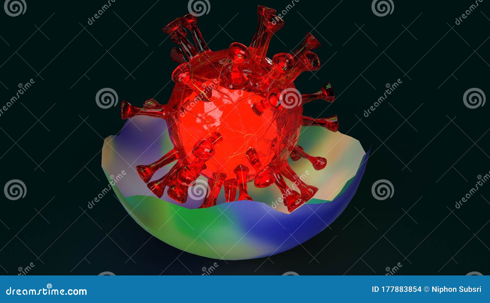 Virus in World Crack 3d Rendering for Medical Content Stock ...