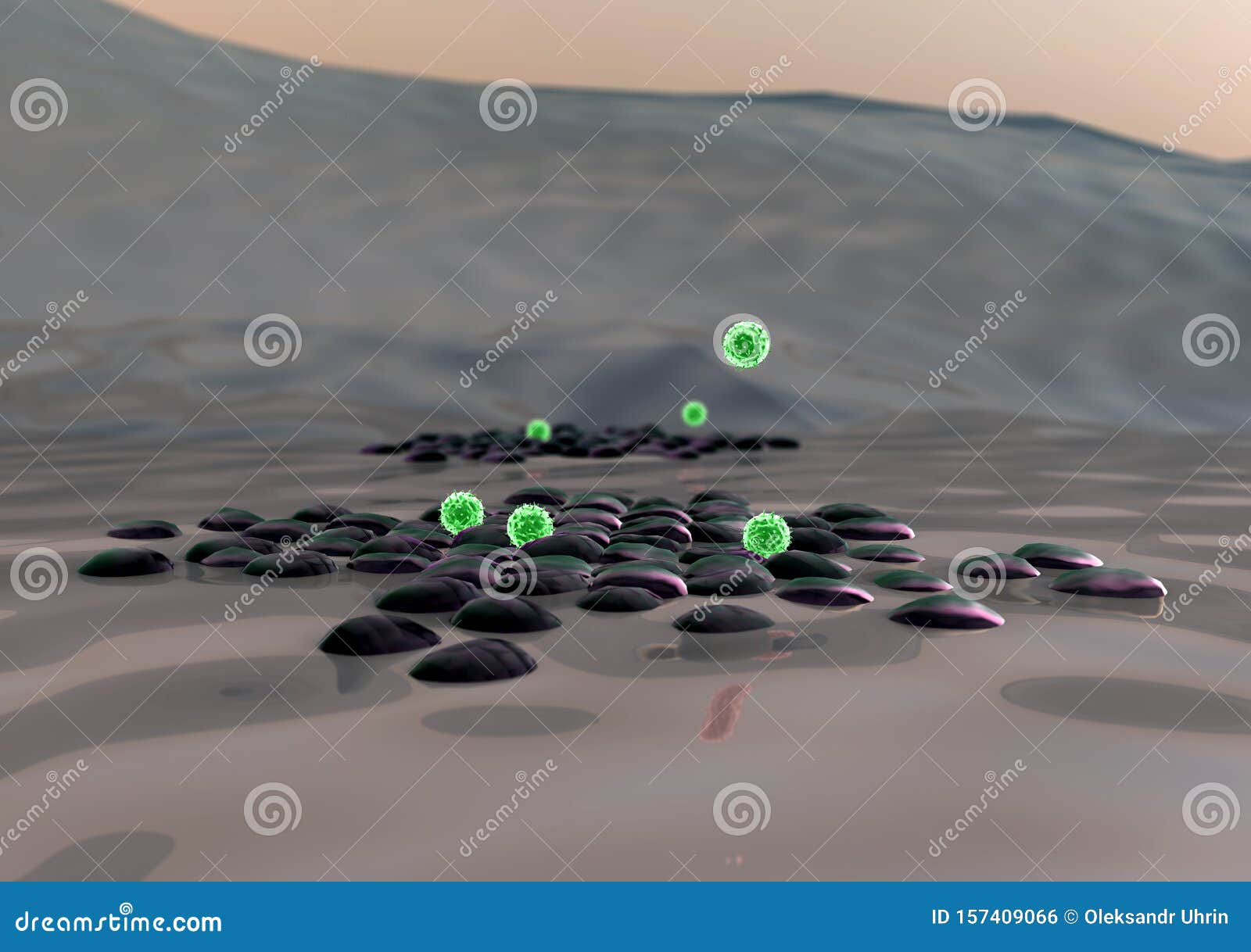 Viruses attack the cells stock illustration. Illustration of digitally ...