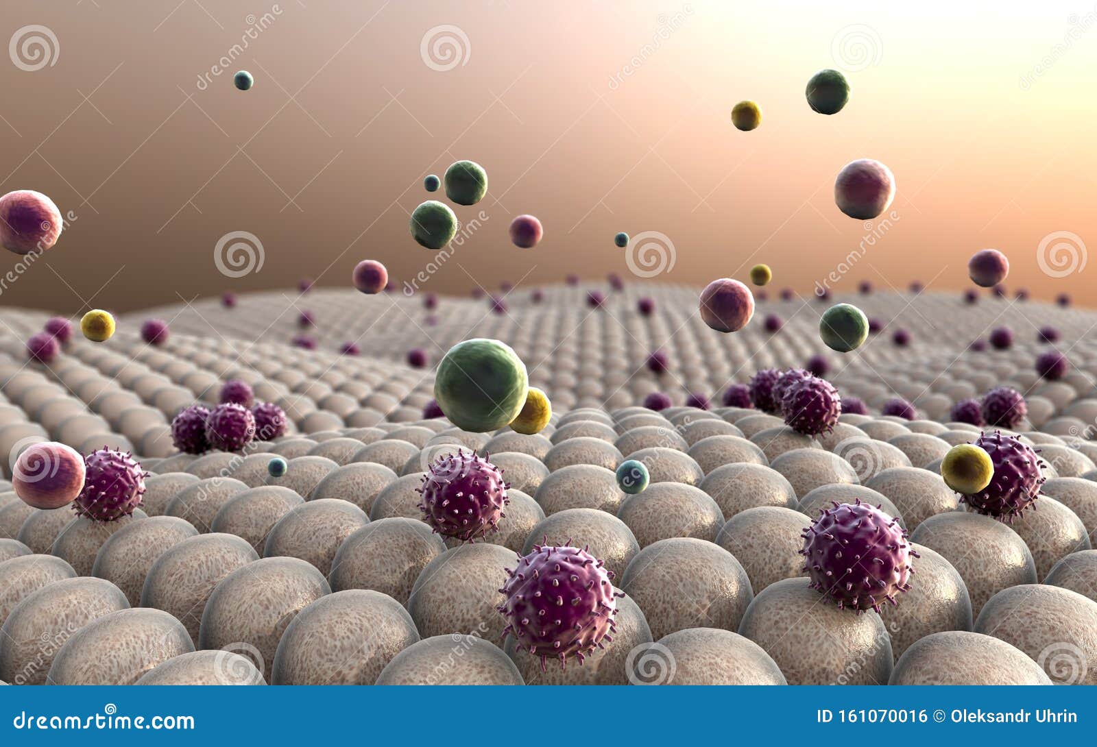 Viruses attack the cells stock illustration. Illustration of ...