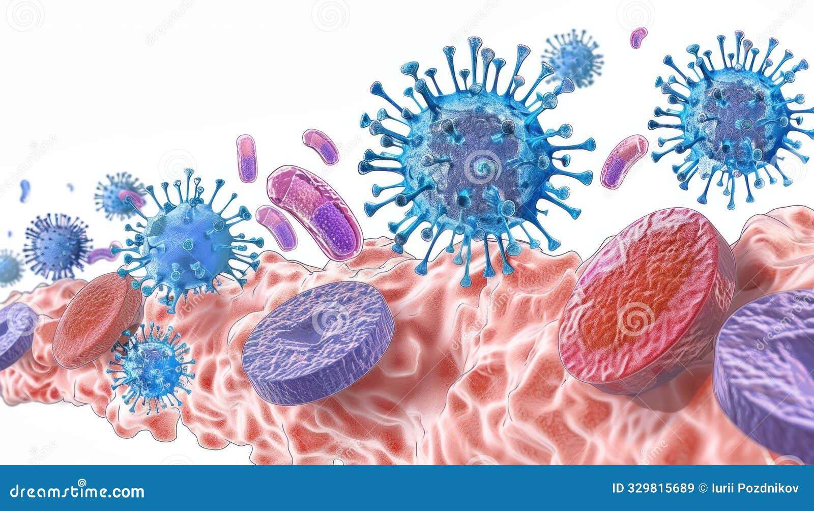 Viruses and Bacteria Attacking Human Blood Cells Stock Image - Image of ...
