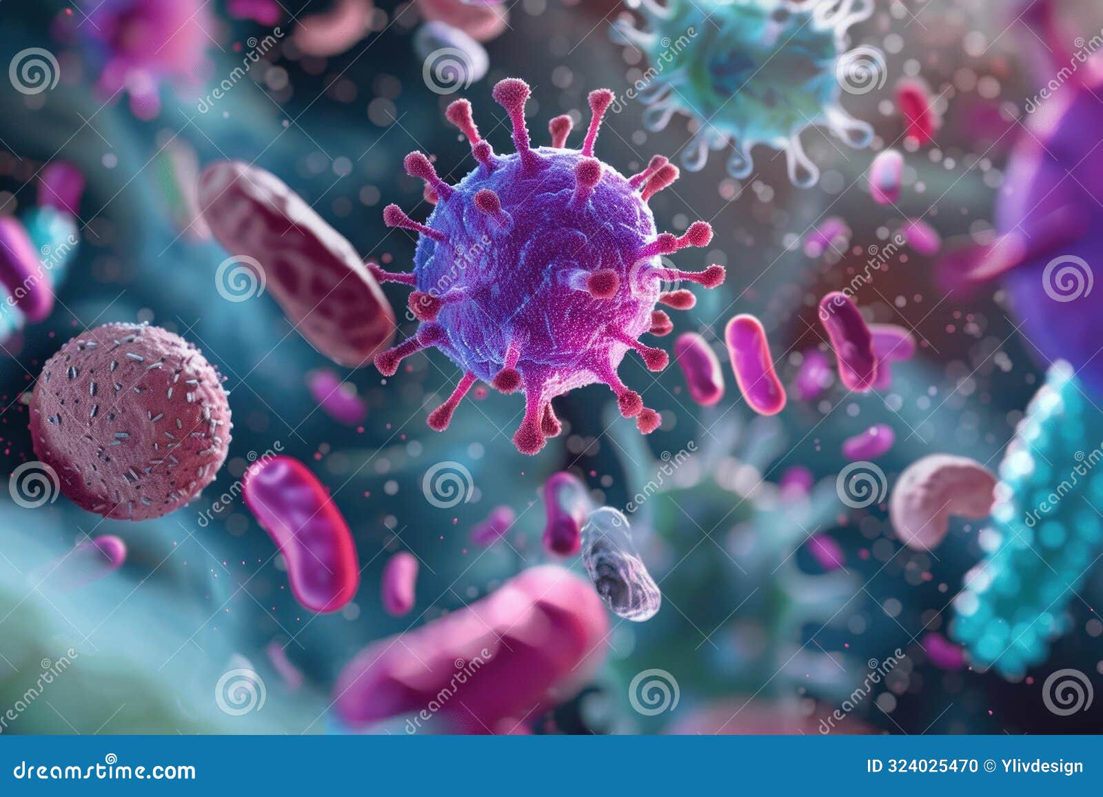 Viruses and Bacteria Floating Around Stock Illustration - Illustration ...