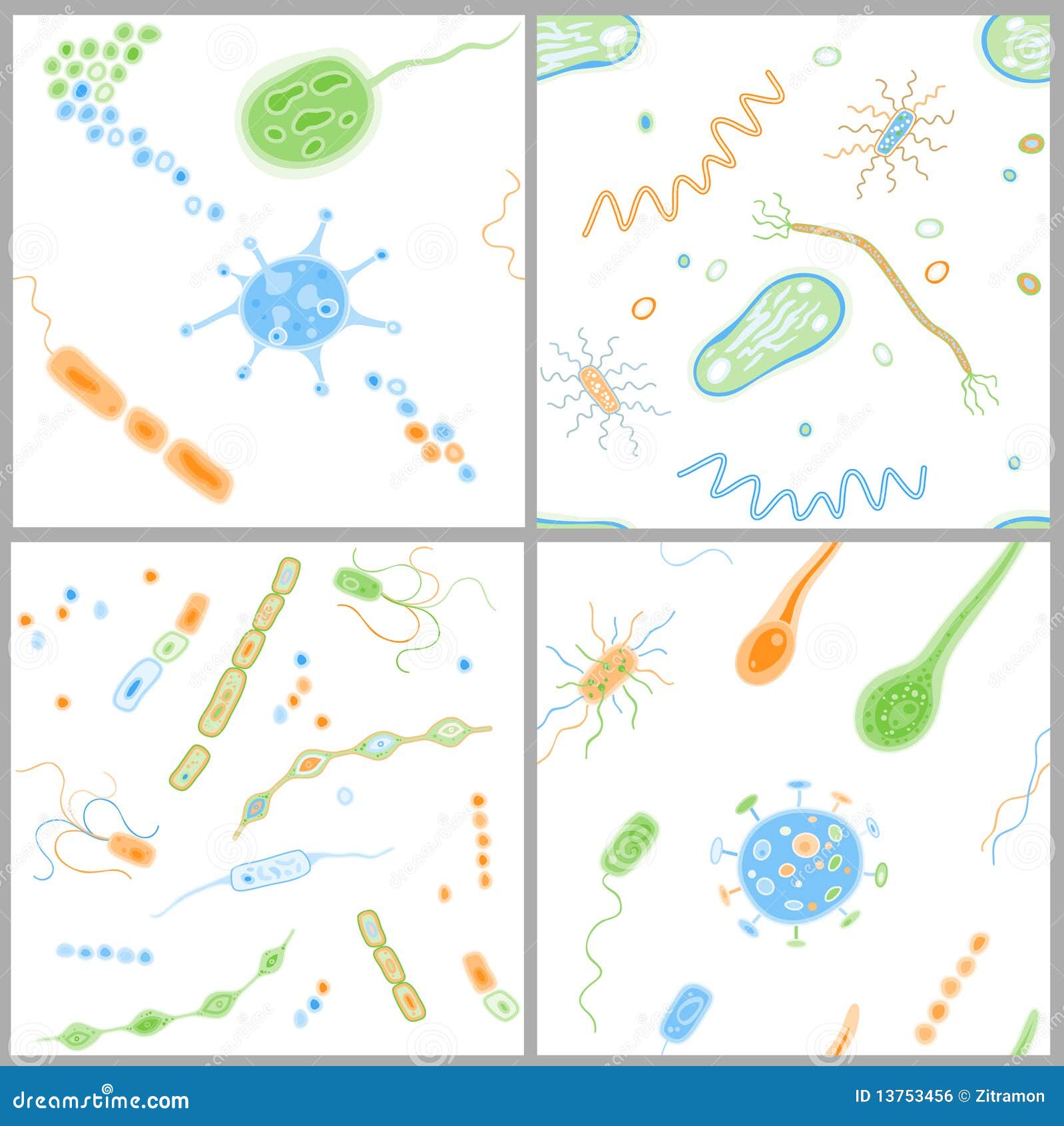 Viruses and Bacteria Seamless Pattern Stock Vector - Illustration of ...