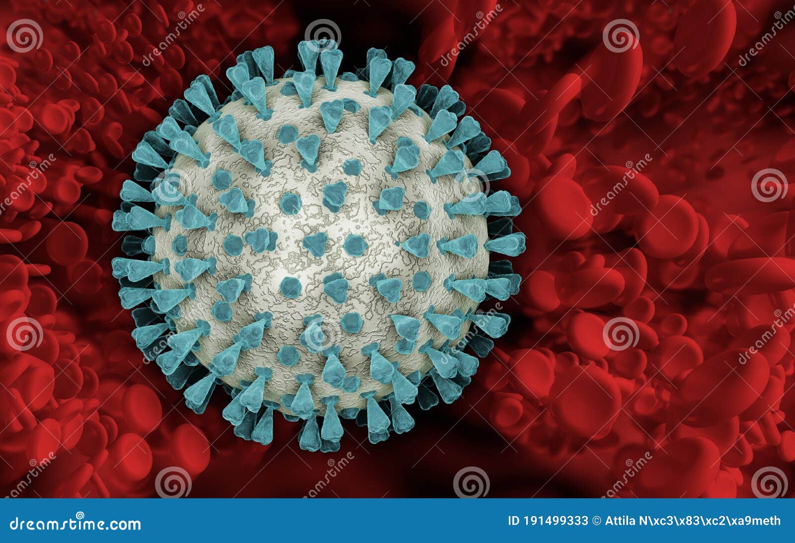 Viruses in Blood. Virus Float between Red Blood Cell. Stock ...