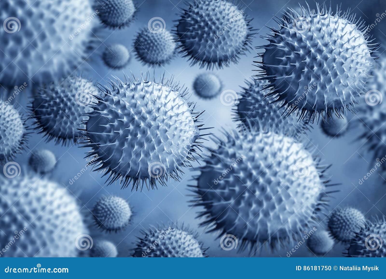 Viruses on a Blue Background. Stock Photo - Image of fever, bacteria ...
